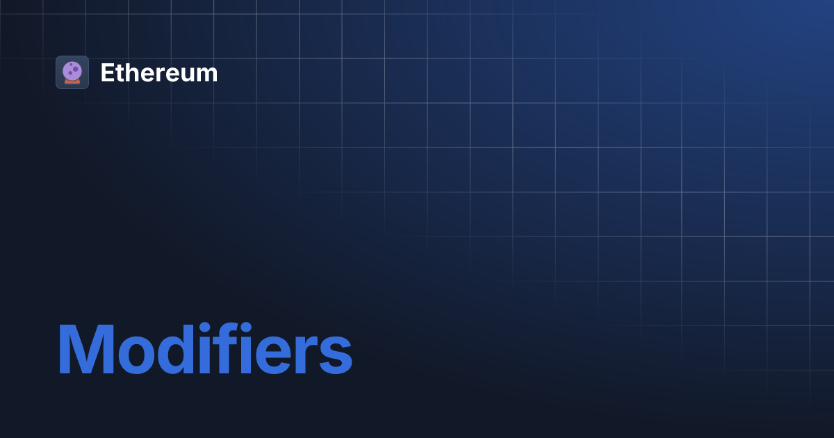 Modifiers | Ethereum