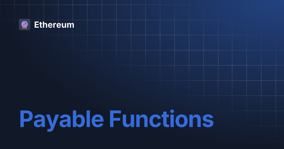Payable Functions | Ethereum